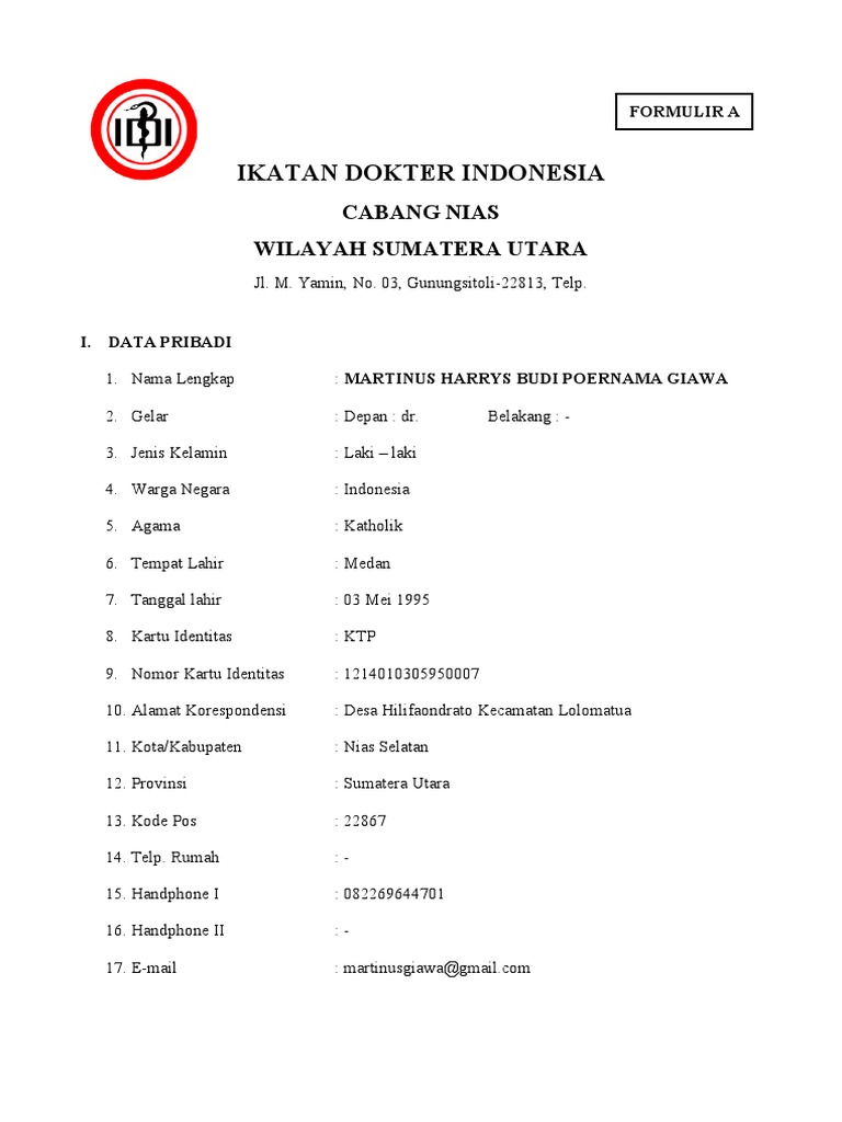 Formulir Pengajuan KTA | PDF