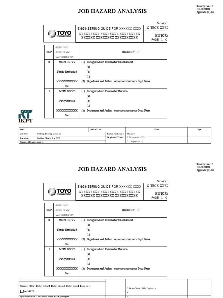 SPP - JSA Bore Pile (Production) | PDF | Personal Protective Equipment | Manufactured Goods
