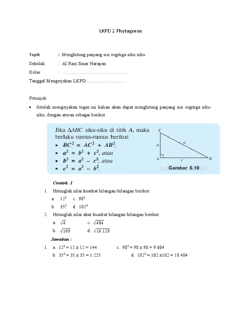 LKPD 2 Phytagoras | PDF