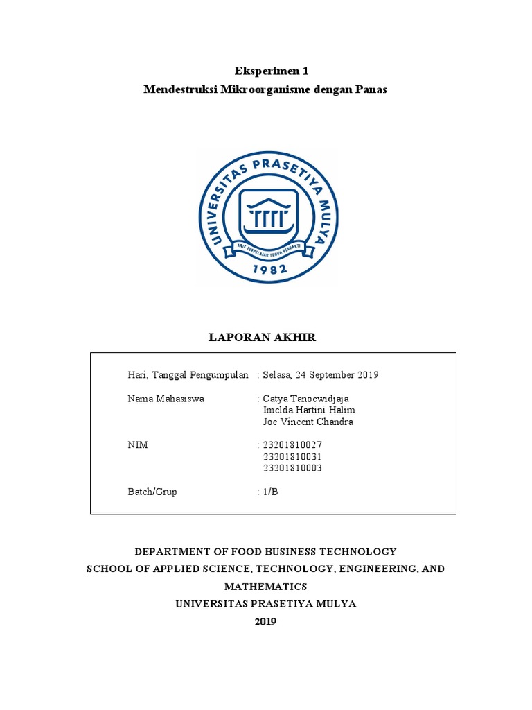 Contoh Cover Laporan Final | PDF | Sains & Matematika