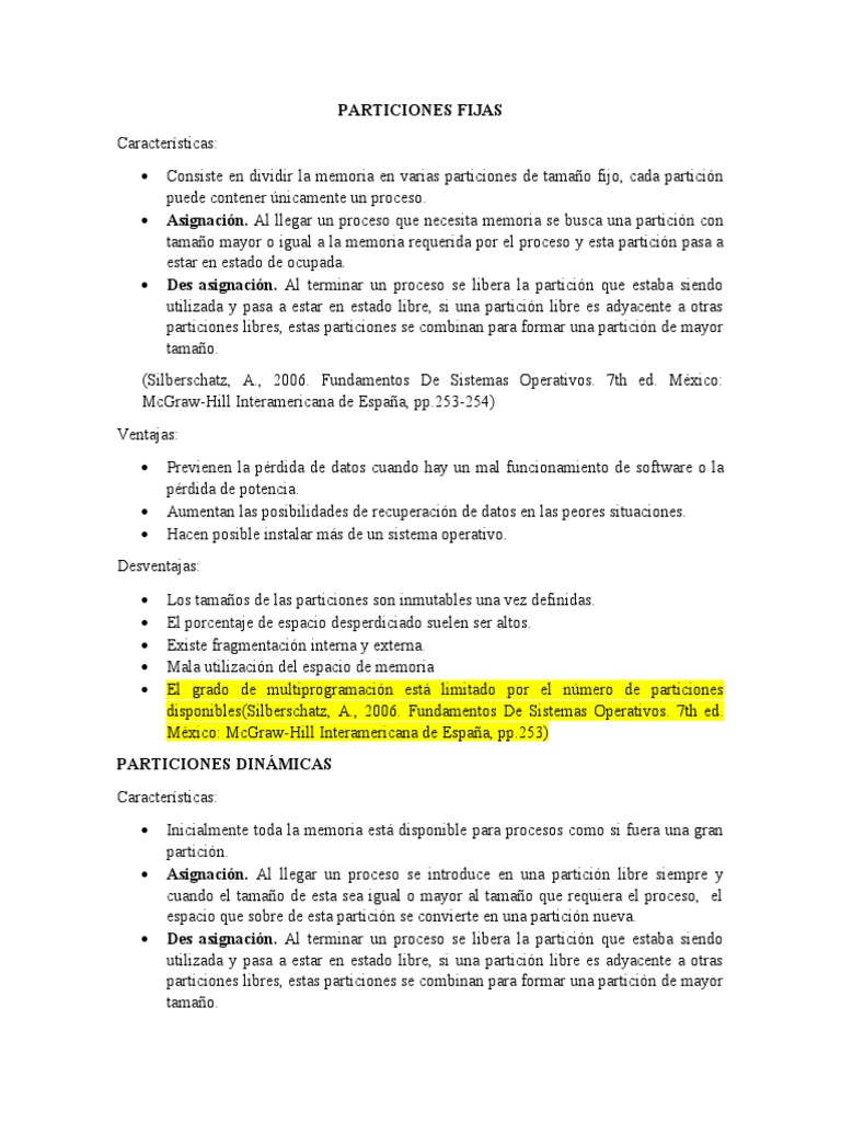 Tarea Teórica Parte 1 TAM Por Particiones Fijas, Dinámicas y ...