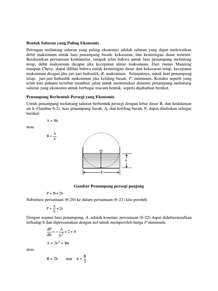 Bentuk Saluran Yang Paling Ekonomis | PDF | Metode & Bahan Ajar