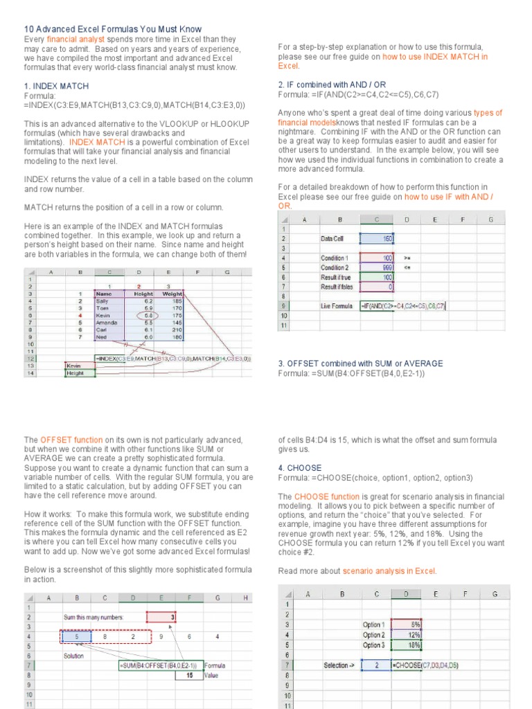 10 Advanced Excel Formulas Every Financial Analyst Must Know | PDF ...