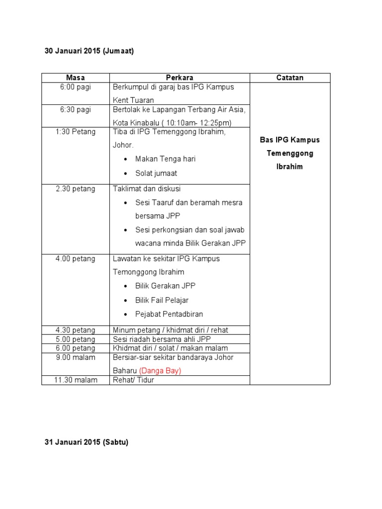 Plan Lawatan Panjang JPP | PDF