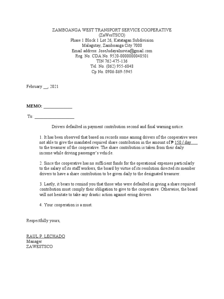 Letter For Compliance | PDF | Economies | Business