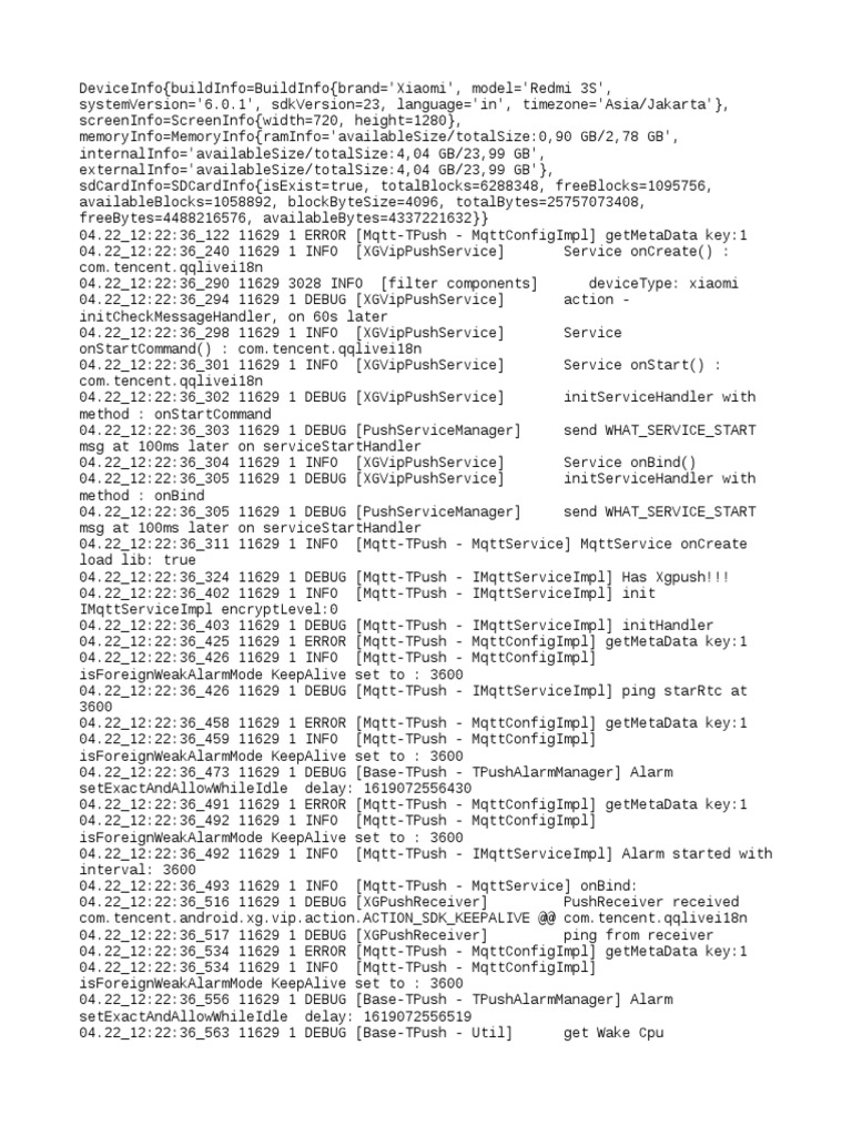Log-20210422 1223 | PDF | Transmission Control Protocol | Java (Programming Language)
