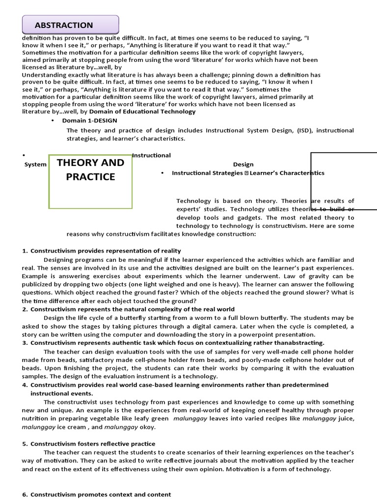 Theory and Practice: Abstraction | PDF | Constructivism (Philosophy Of ...
