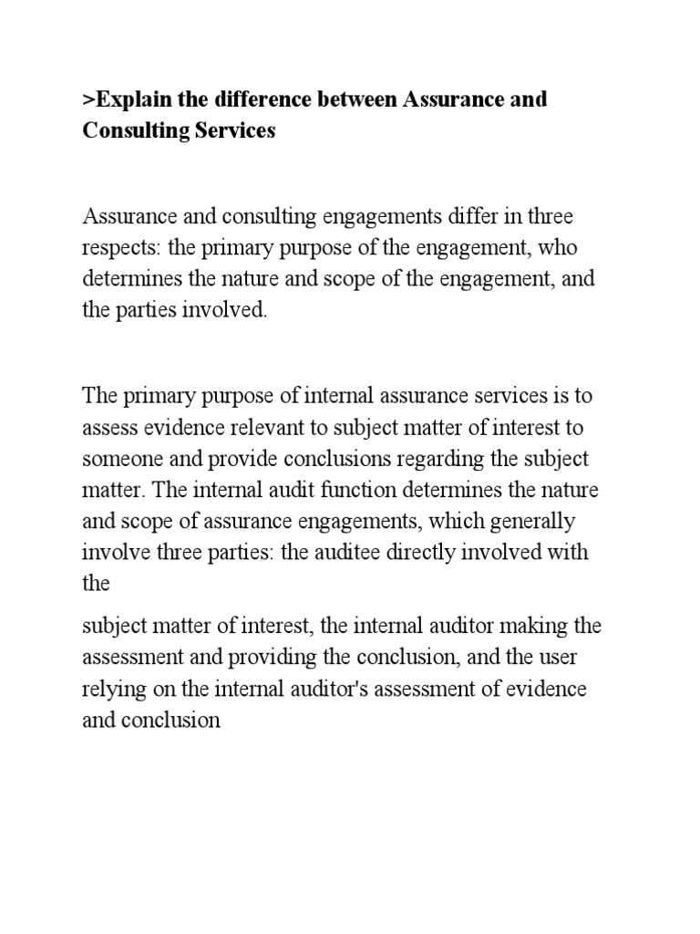 Explain The Difference Between Assurance and Consulting Services | PDF