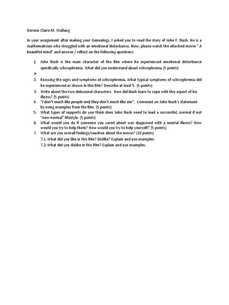 Reflecting on "A Beautiful Mind" | PDF