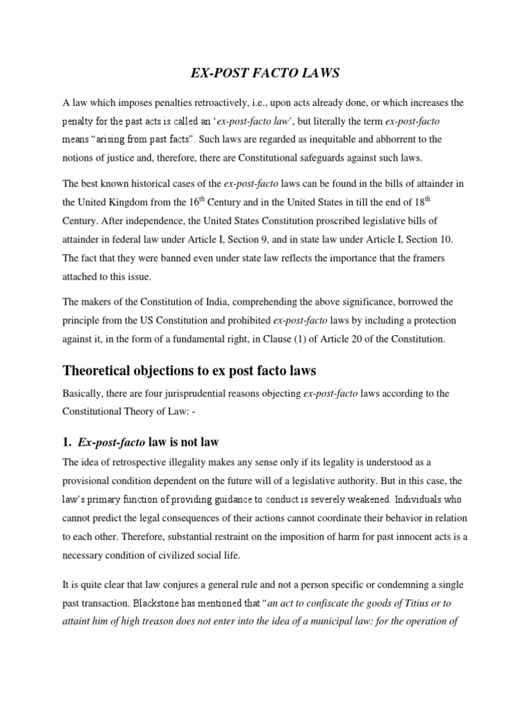 Ex-post Facto Laws Explained | PDF | Ex Post Facto Law | Crime & Violence
