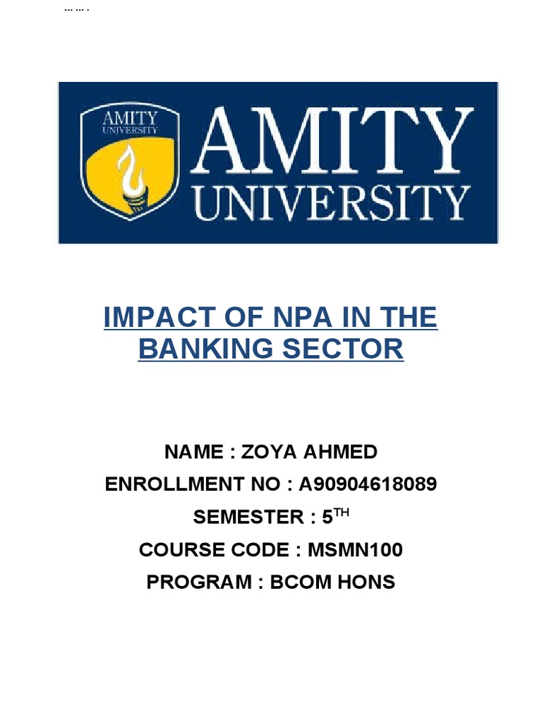 Impact of Npa in The Banking Sector | PDF | Reserve Bank Of India | Banks