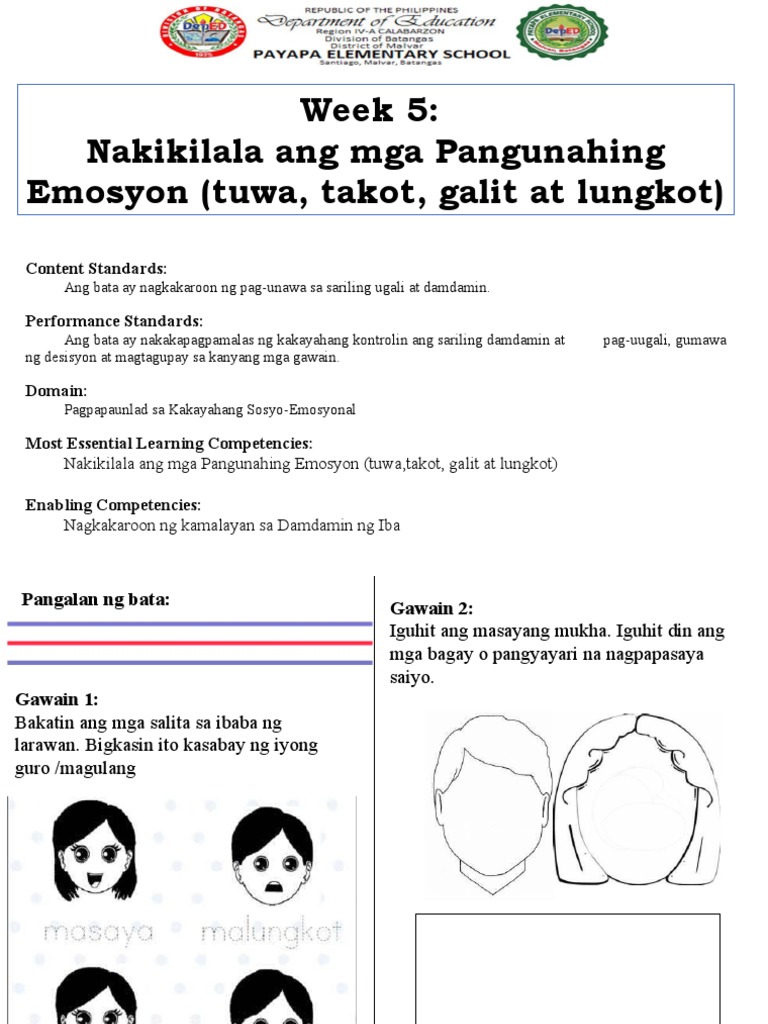Melc Week 5a-Edited-Makikilala Ang Pangunahing Emosyon | PDF