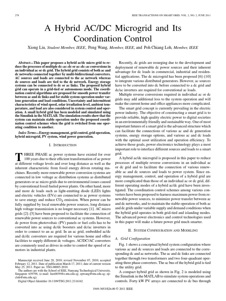 A Hybrid ACDC Microgrid and Its | PDF | Direct Current | Electrical Grid