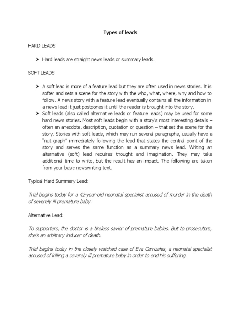 Types of Leads | PDF