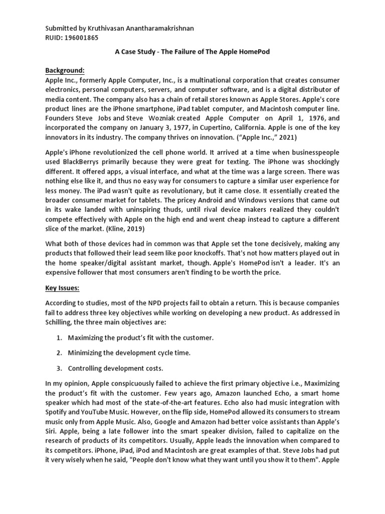 Case Study4 Kruthivasan Anantharamakrishnan | PDF | Apple Inc. | I Phone