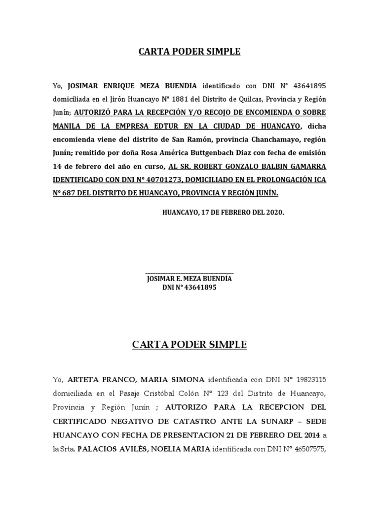 Carta Poder Simple | PDF