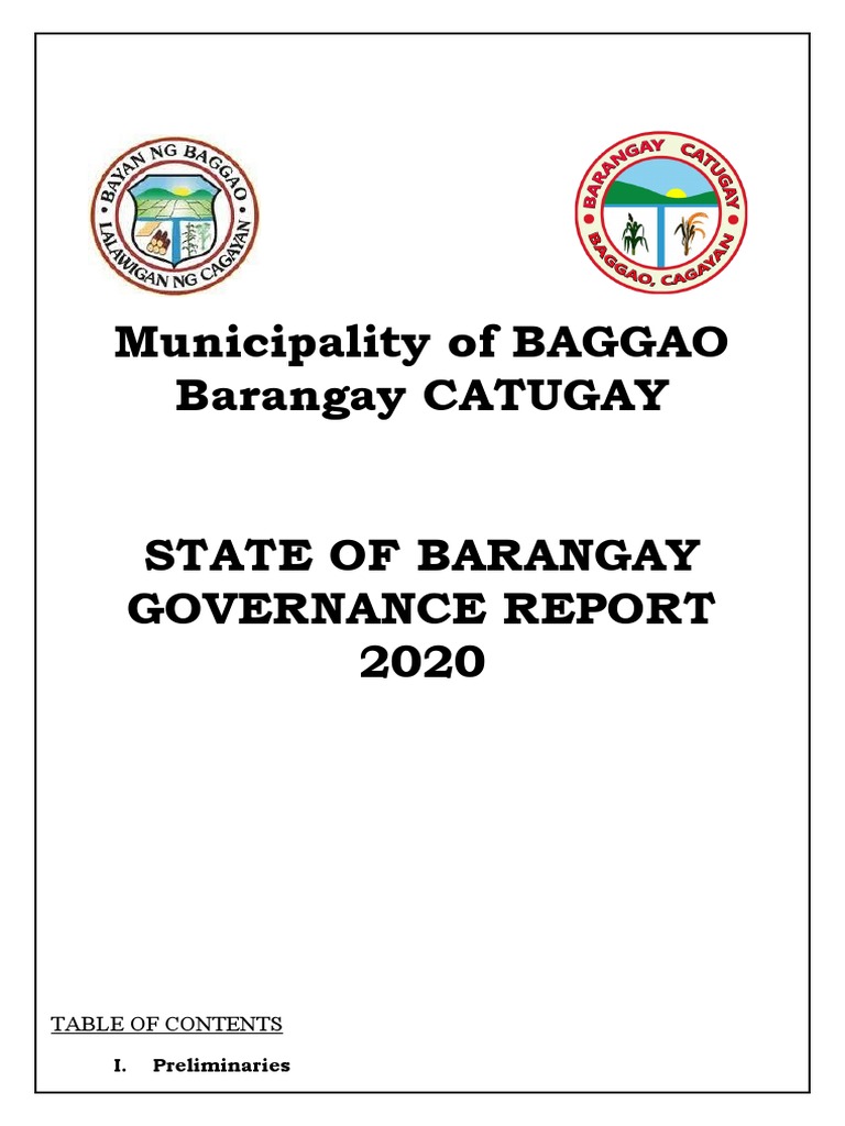 Municipality of BAGGAO Barangay CATUGAY: I. Preliminaries | PDF ...