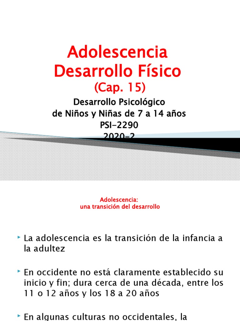 Presentación PowerPoint de Desarrollo Físico en La Adolescencia | PDF | Pubertad | Adolescencia
