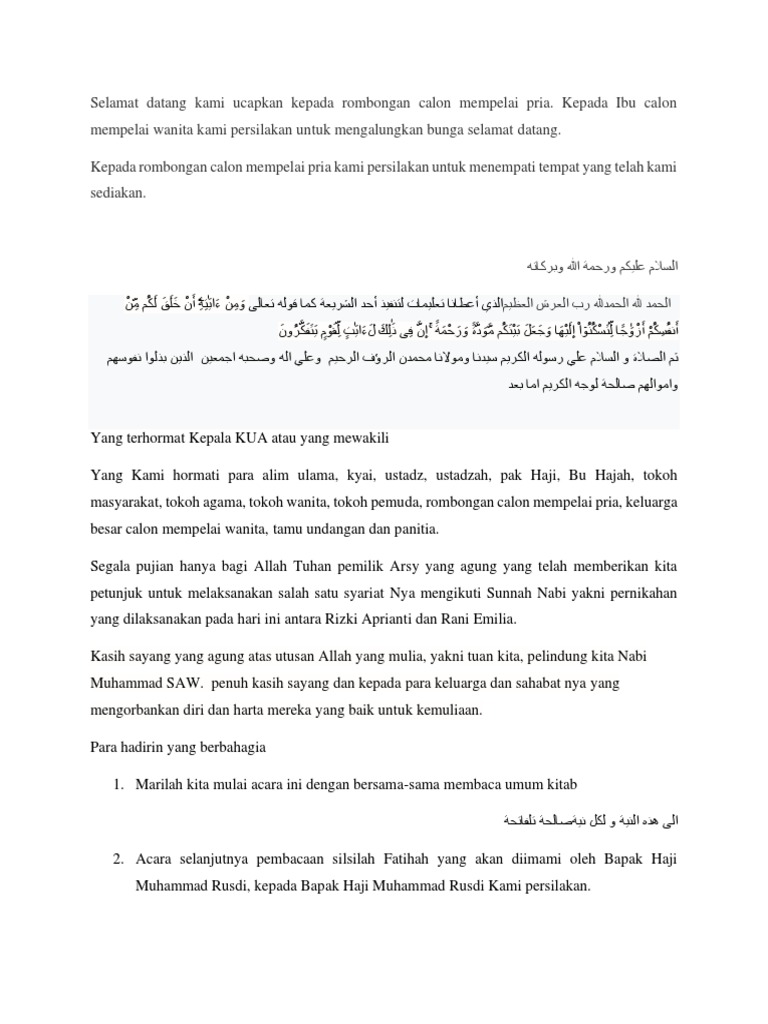 Teks MC Akad Nikah | PDF