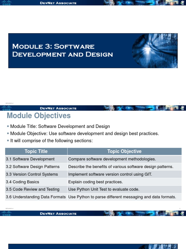 Module 3: Software Development and Design: Devascv1 1 | PDF | Xml | Json