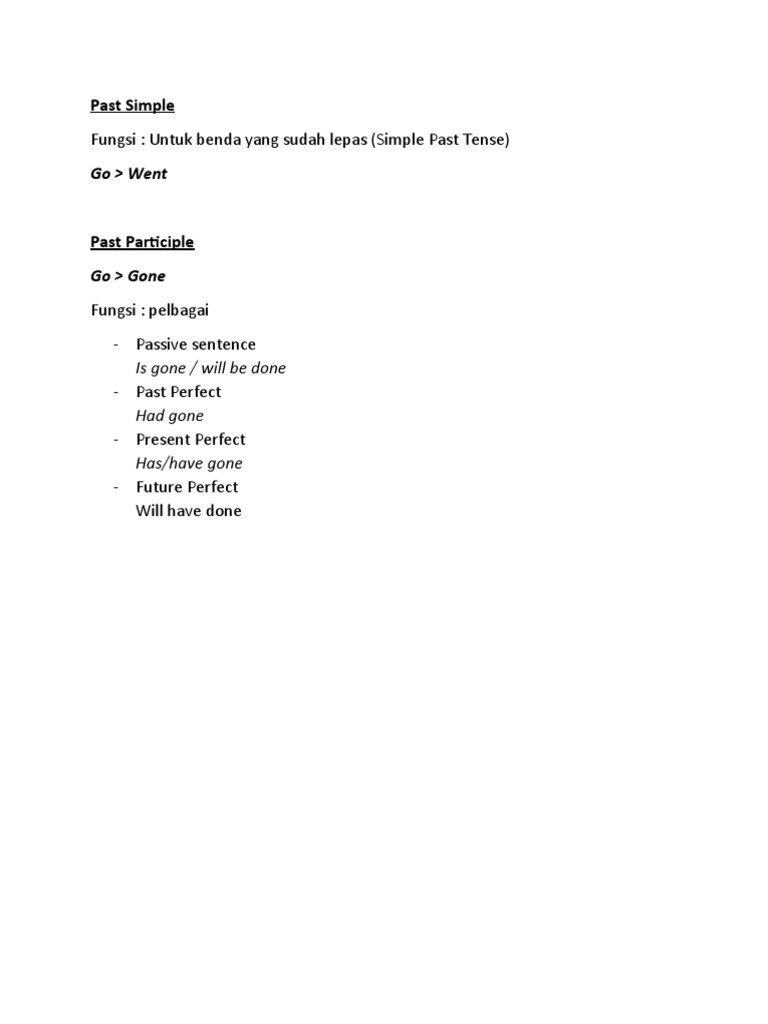 Past Simple Vs Past Participle | PDF