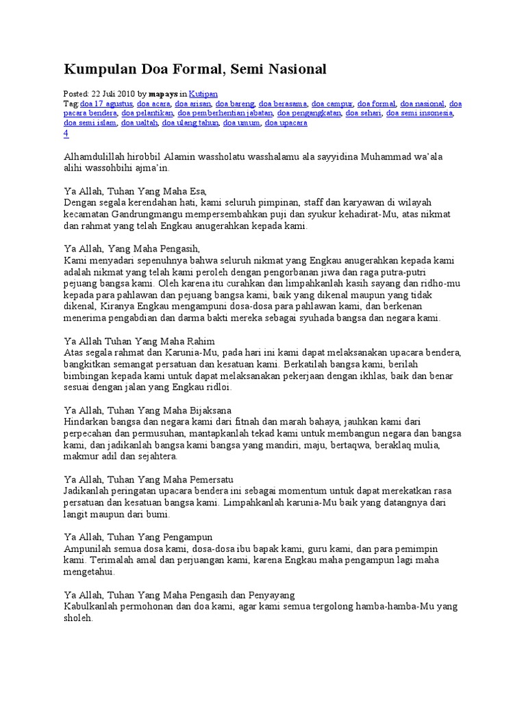 Kumpulan Doa Formal | PDF