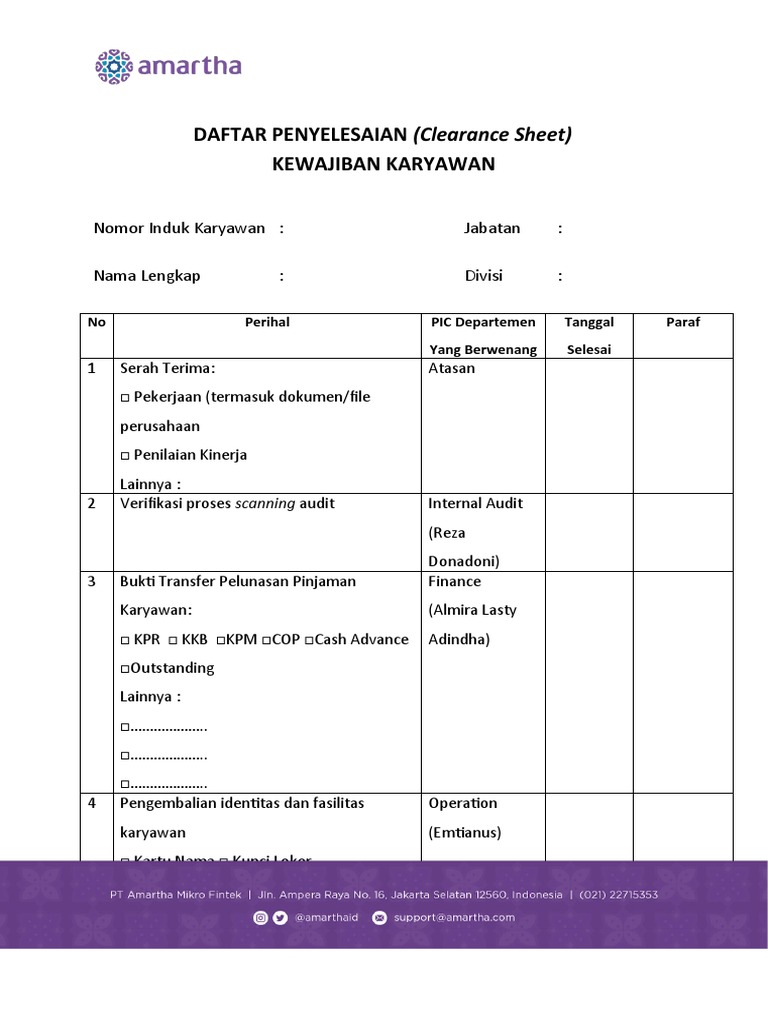 Clearance Sheet Form HO | PDF