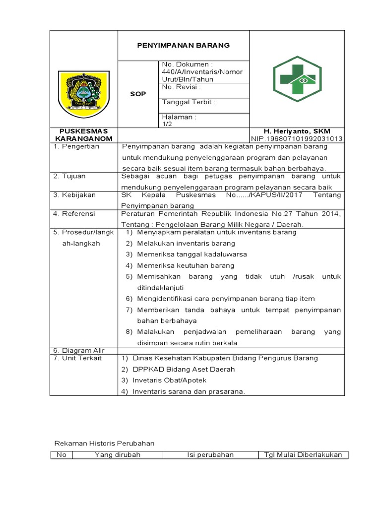 SOP Penyimpanan Barang | PDF