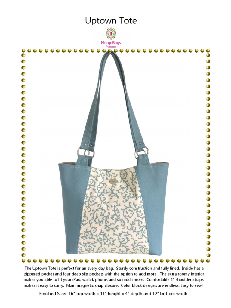 Uptown Tote Tutorial and Pattern | PDF | Seam (Sewing) | Sewing