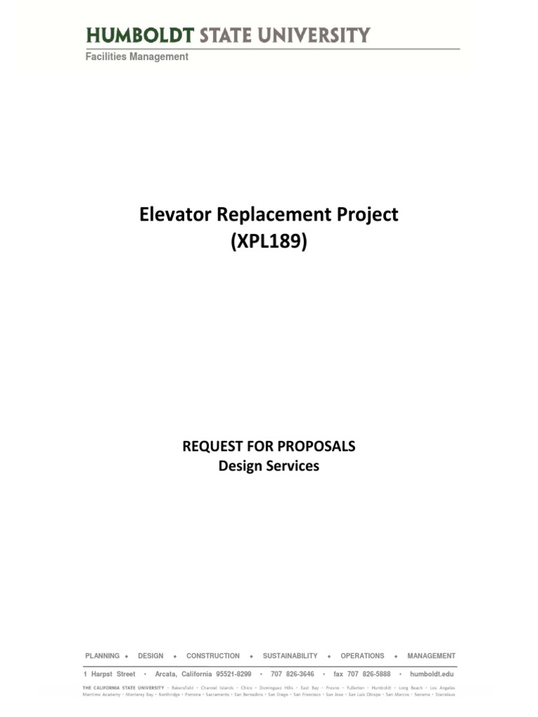 RFP Design Elevator Replacement Project Xpl189 | PDF | Liability ...