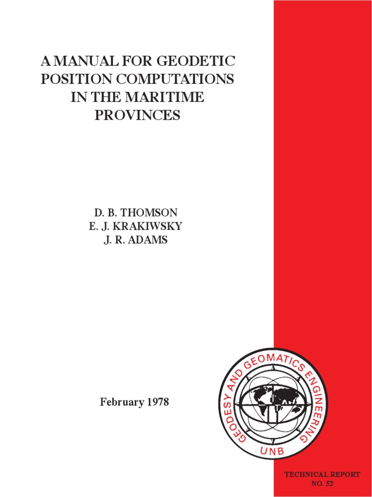 A Manual For Geodetic Position Computations in The Maritime Provinces ...