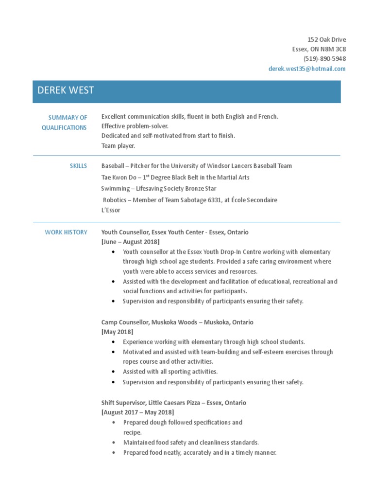 Derek West - Resume Updated Essex | PDF | Business