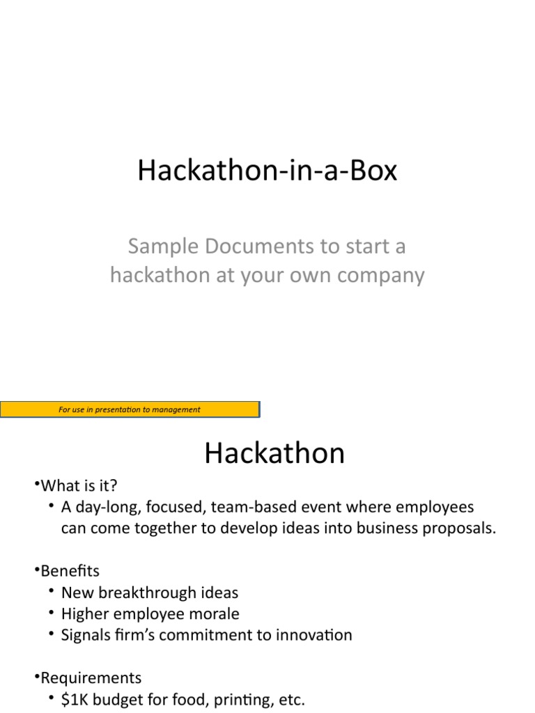 The Hackathon-in-a-Box Discussion Materials and Samples | PDF ...