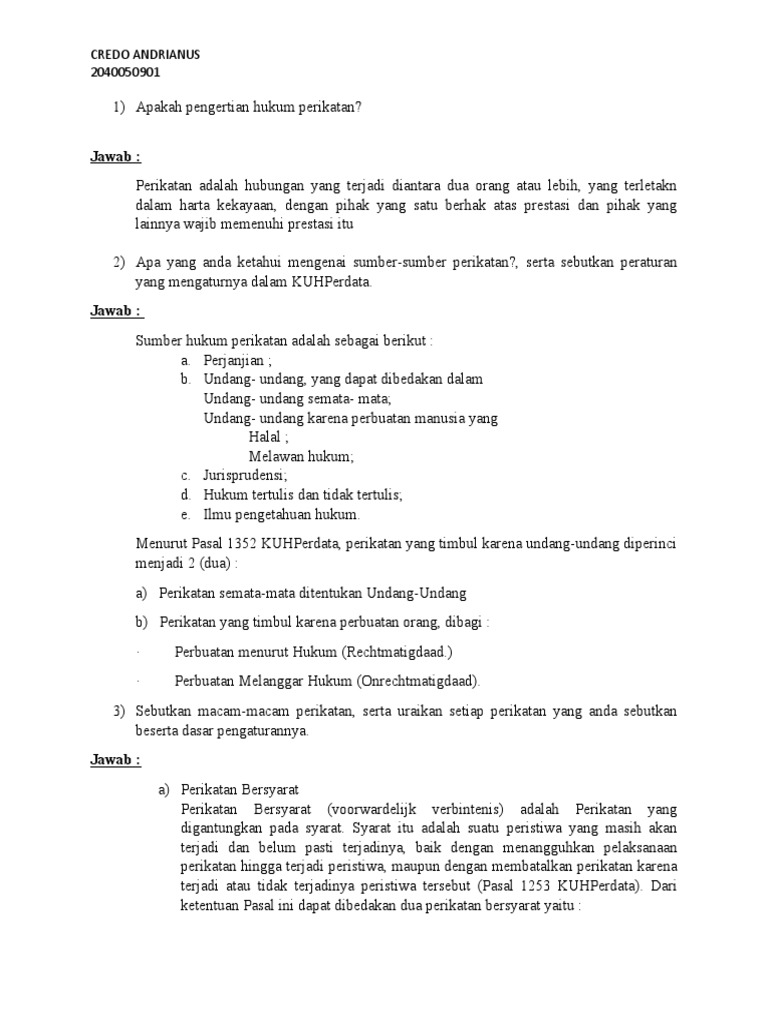 UTS Hukum Perjanjian | PDF | Pengelolaan Keuangan & Uang | Ilmu Sosial