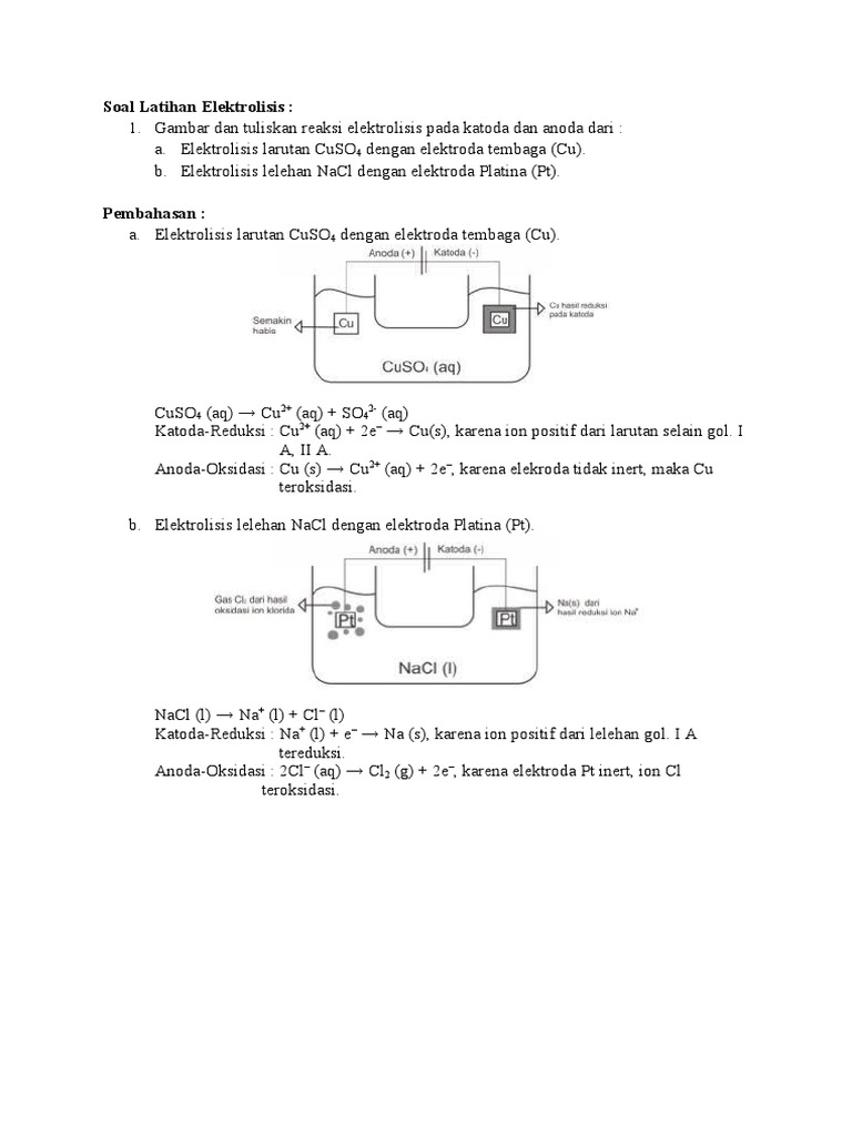 Soal Latihan Elektrolisis | PDF | Sains & Matematika