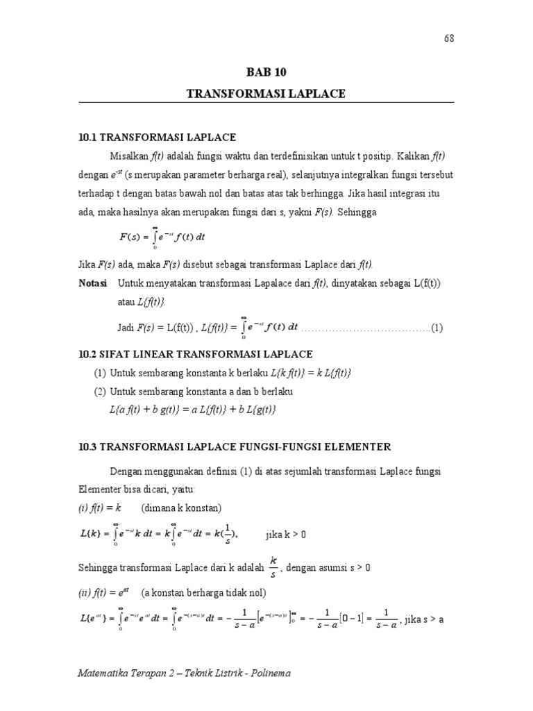 Transformasi Laplace dan Sifatnya | PDF
