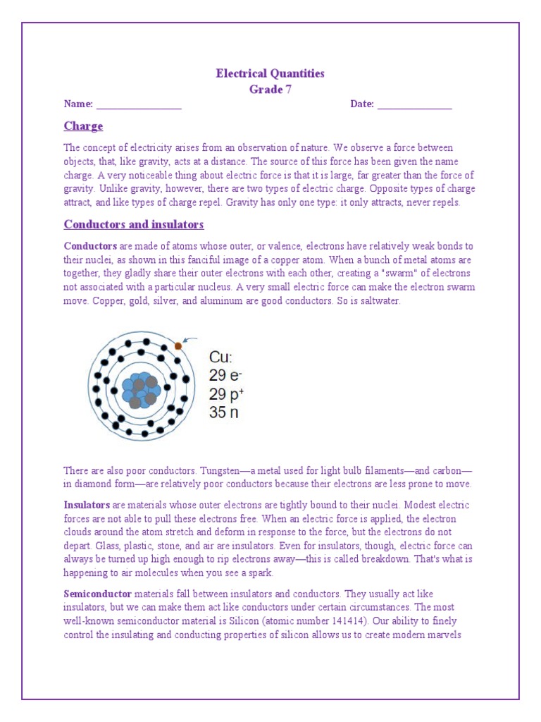 Electrical Quantities Grade 7 Charge | Download Free PDF | Volt | Voltage