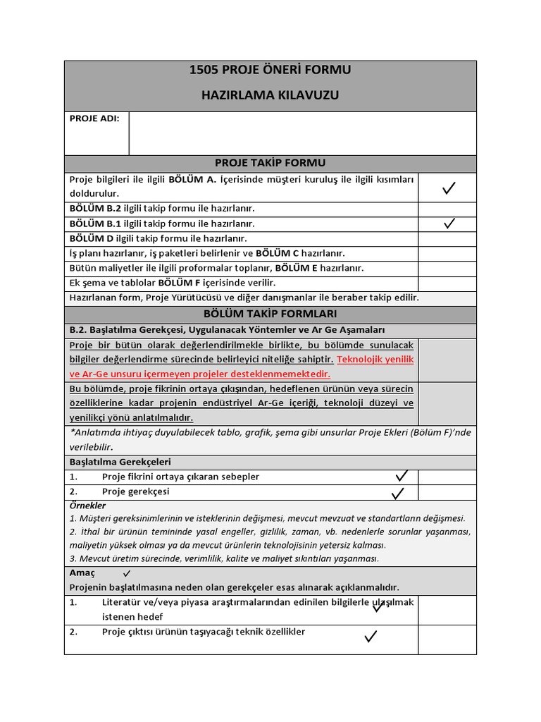 AGM 1505 Proje Basvuru Hazirlama Formu 2021 | PDF
