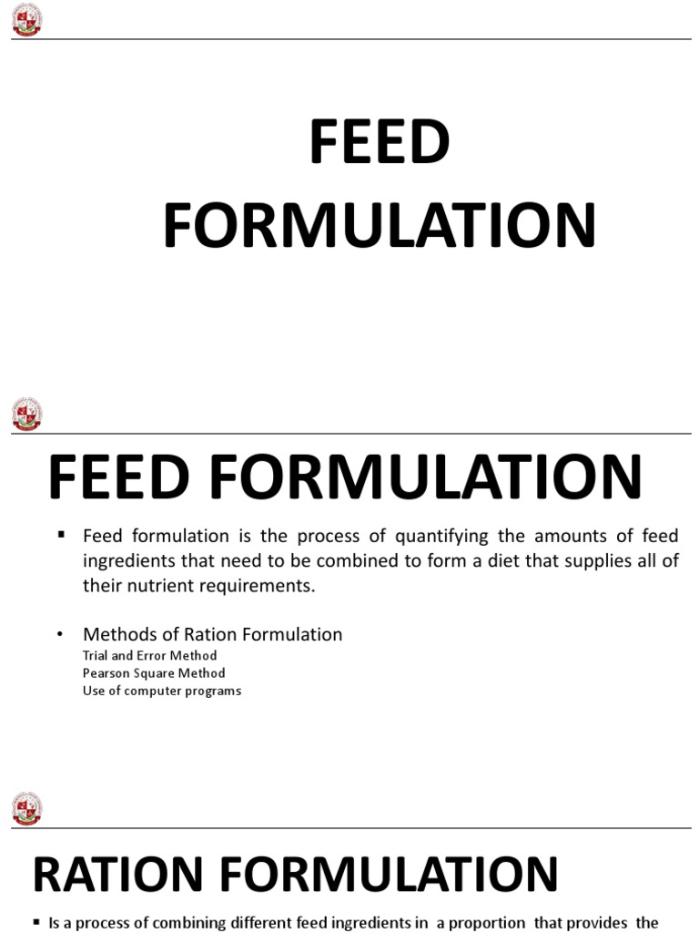 Feed Formulation | PDF | Rationing | Nutrients