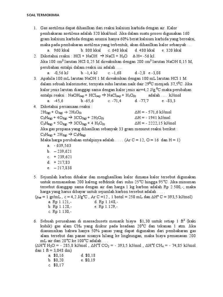 Soal Termokimia-1 | PDF