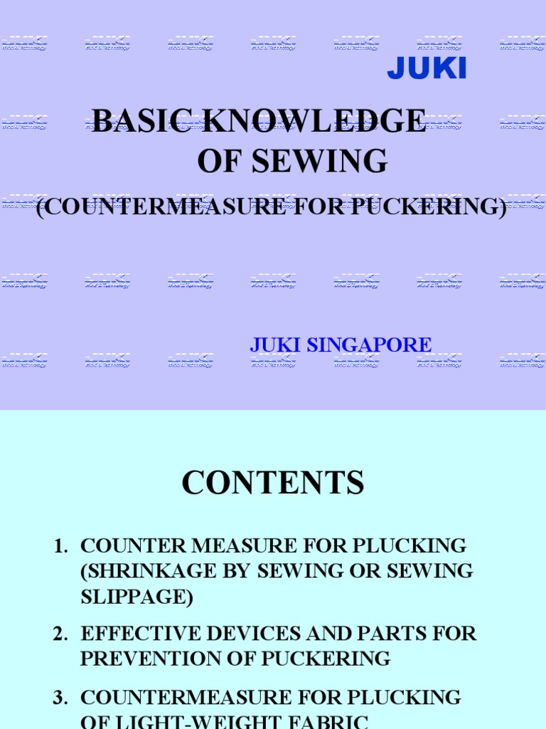 Counter Measure For Puckering | PDF | Sewing Machine | Textile Arts