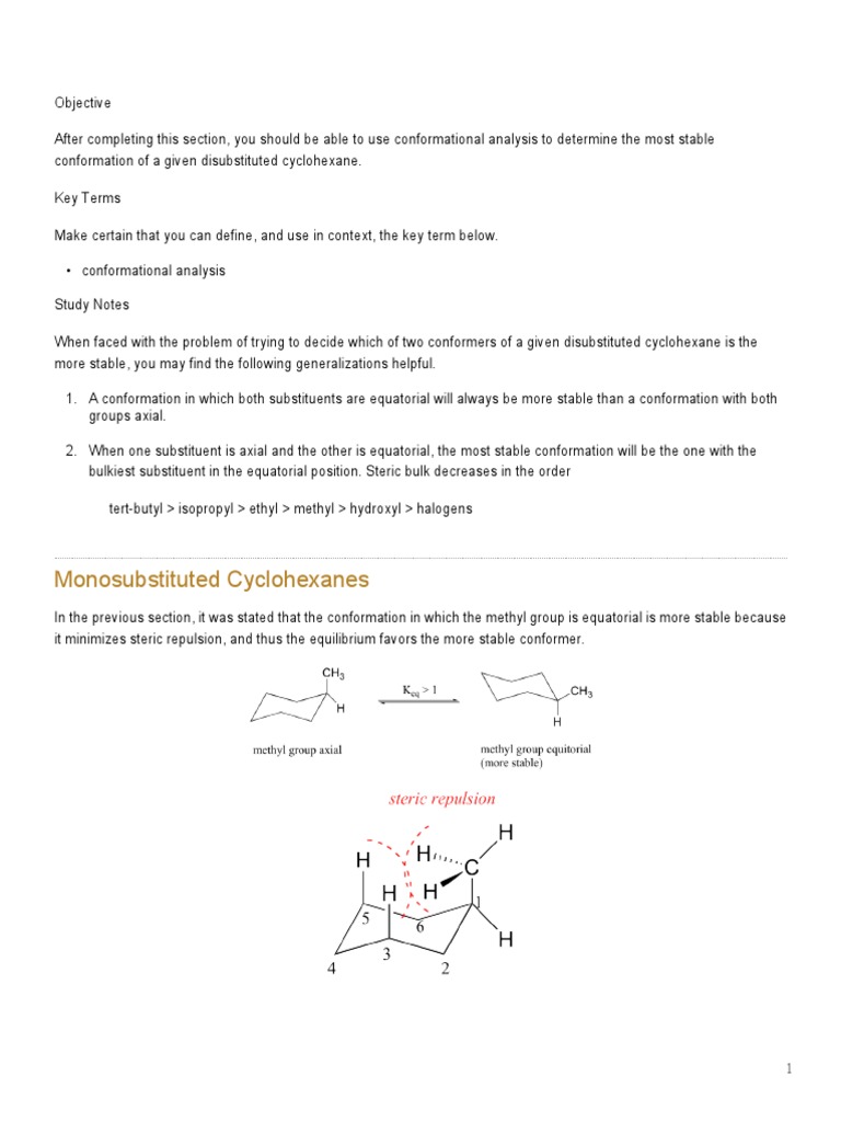 Stability of Disubstituted Cyclohexanes | PDF | Conformational ...