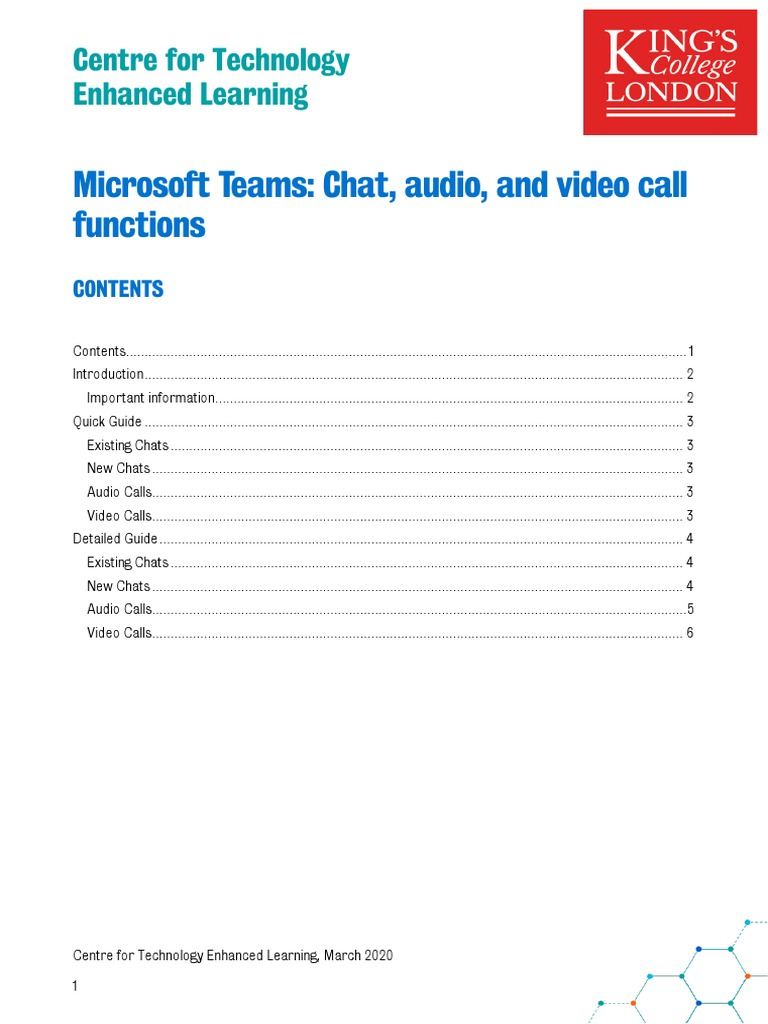 Microsoft Teams: Chat, Audio, and Video Call Functions: Centre For ...