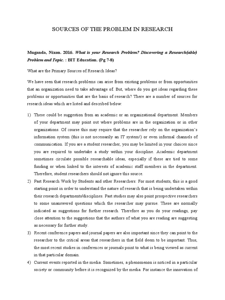 Sources of The Problem in Research | PDF | Theory | Innovation