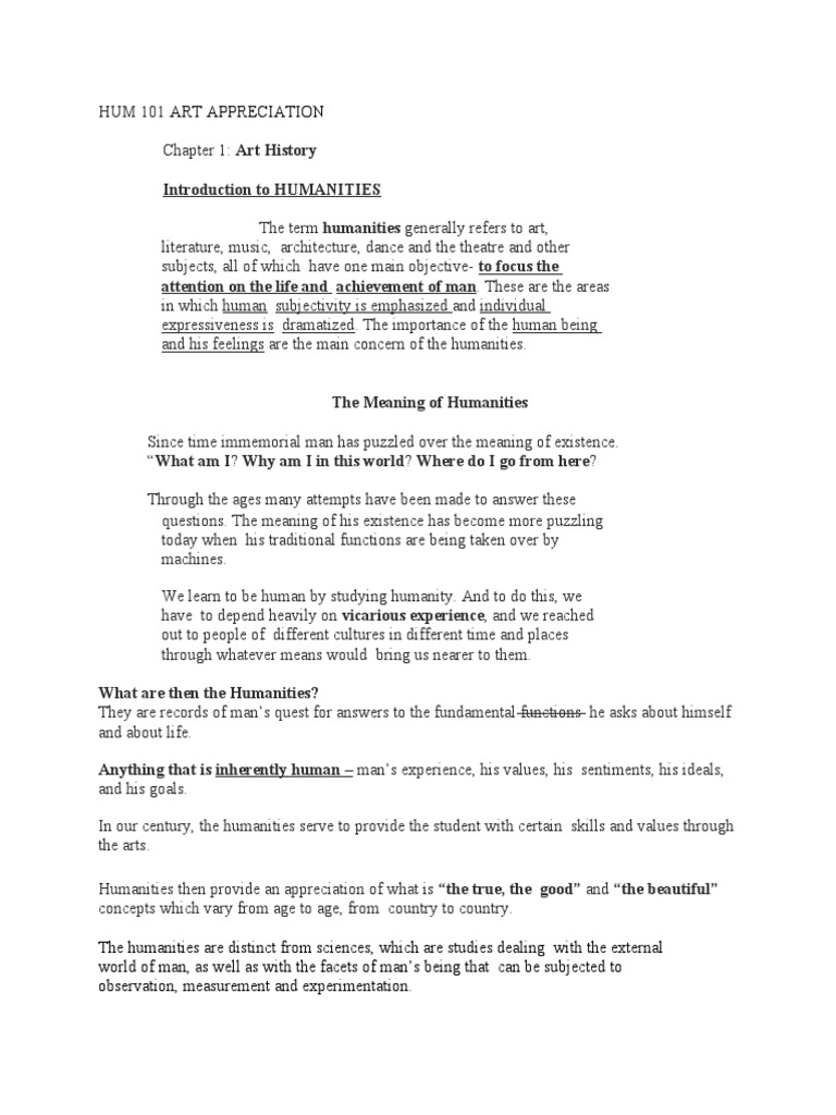 Introduction To HUMANITIES: Art Appreciation | PDF | Beauty | Humanities