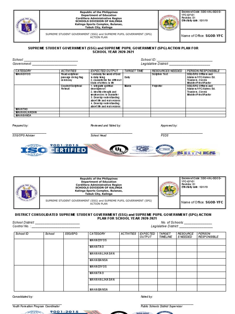 SSG-SPG Action Plan Template | PDF
