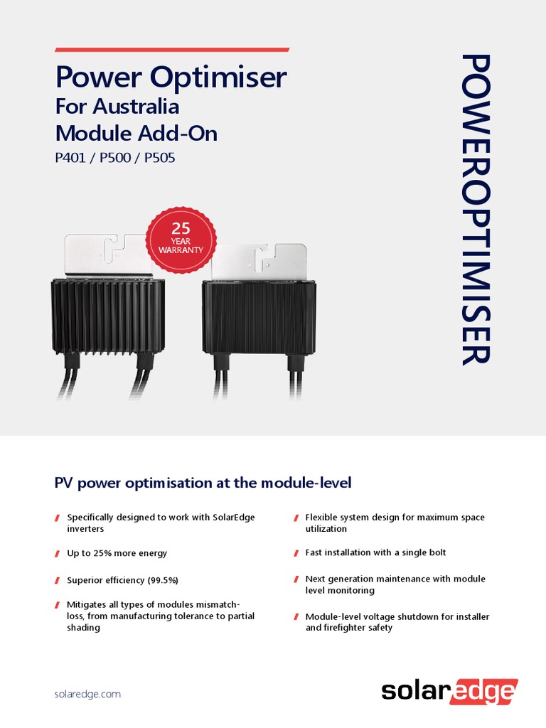 Power Optimiser: For Australia Module Add-On | PDF | Power Inverter ...