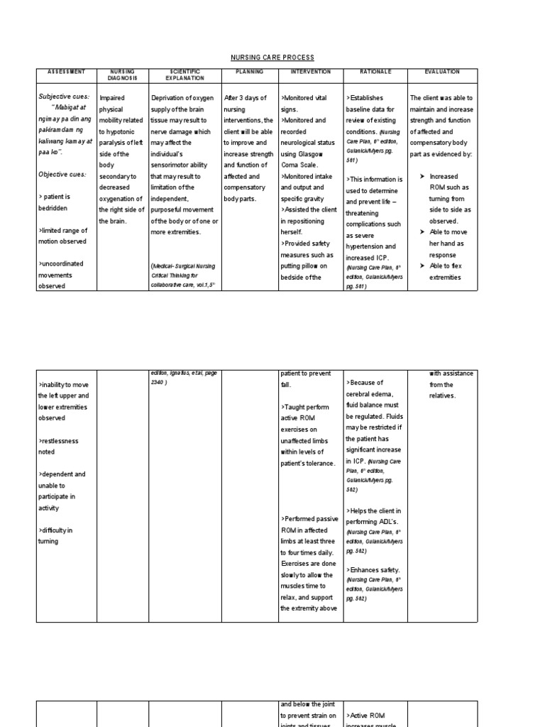 Subjective Cues:: Nursing Care Process | PDF | Anatomical Terms Of ...