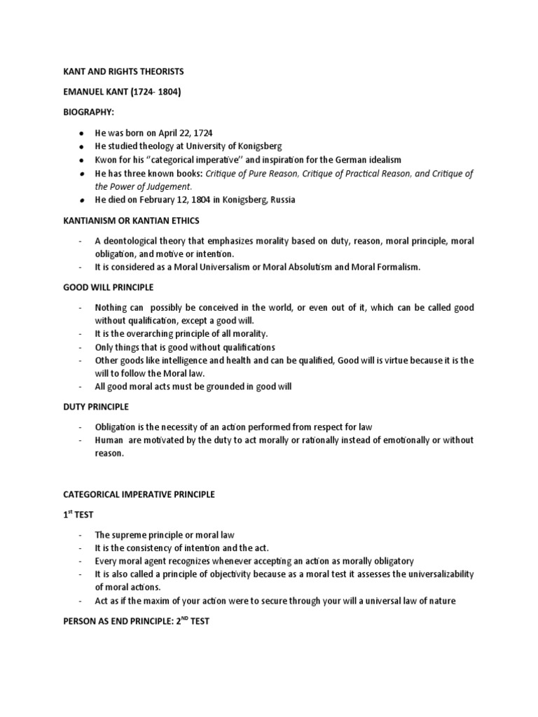 Kant and Rights Theorists | Download Free PDF | Immanuel Kant | Rights