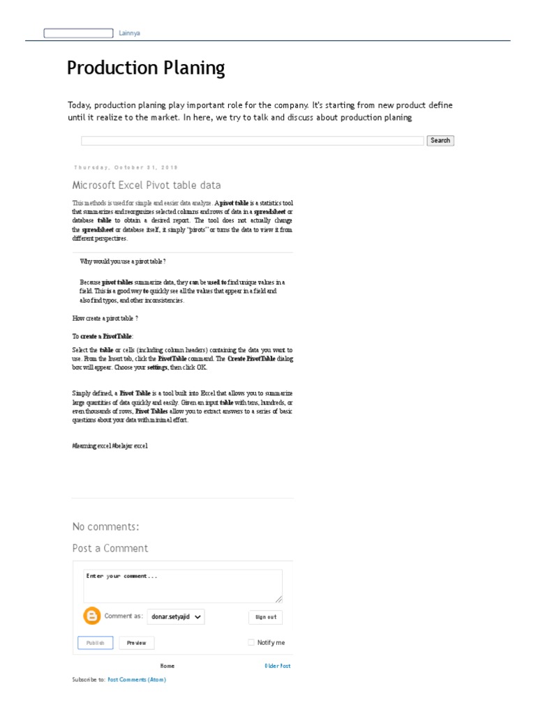Excel Pivot Table Guide | PDF | Information Science | Data Management